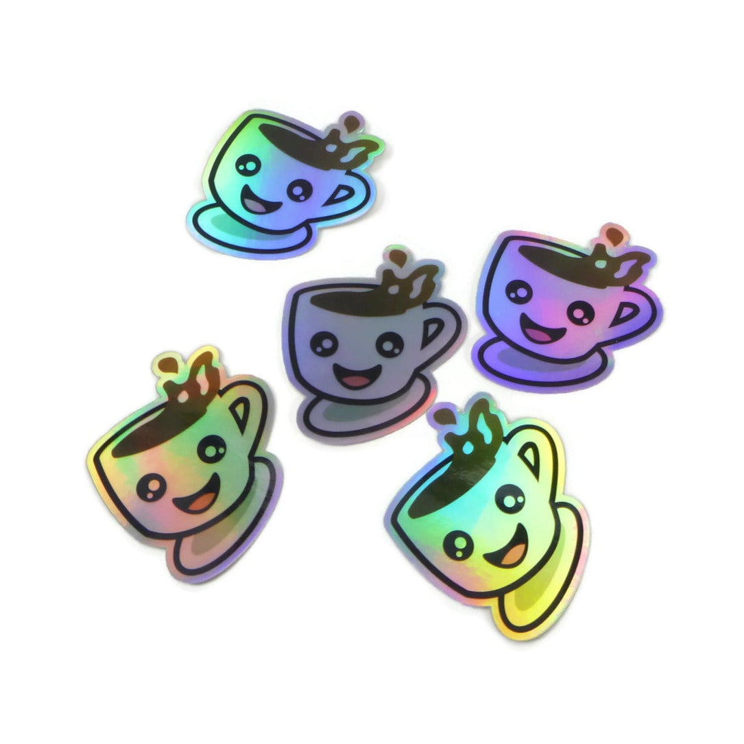 Happy Teacup Sticker - Holo