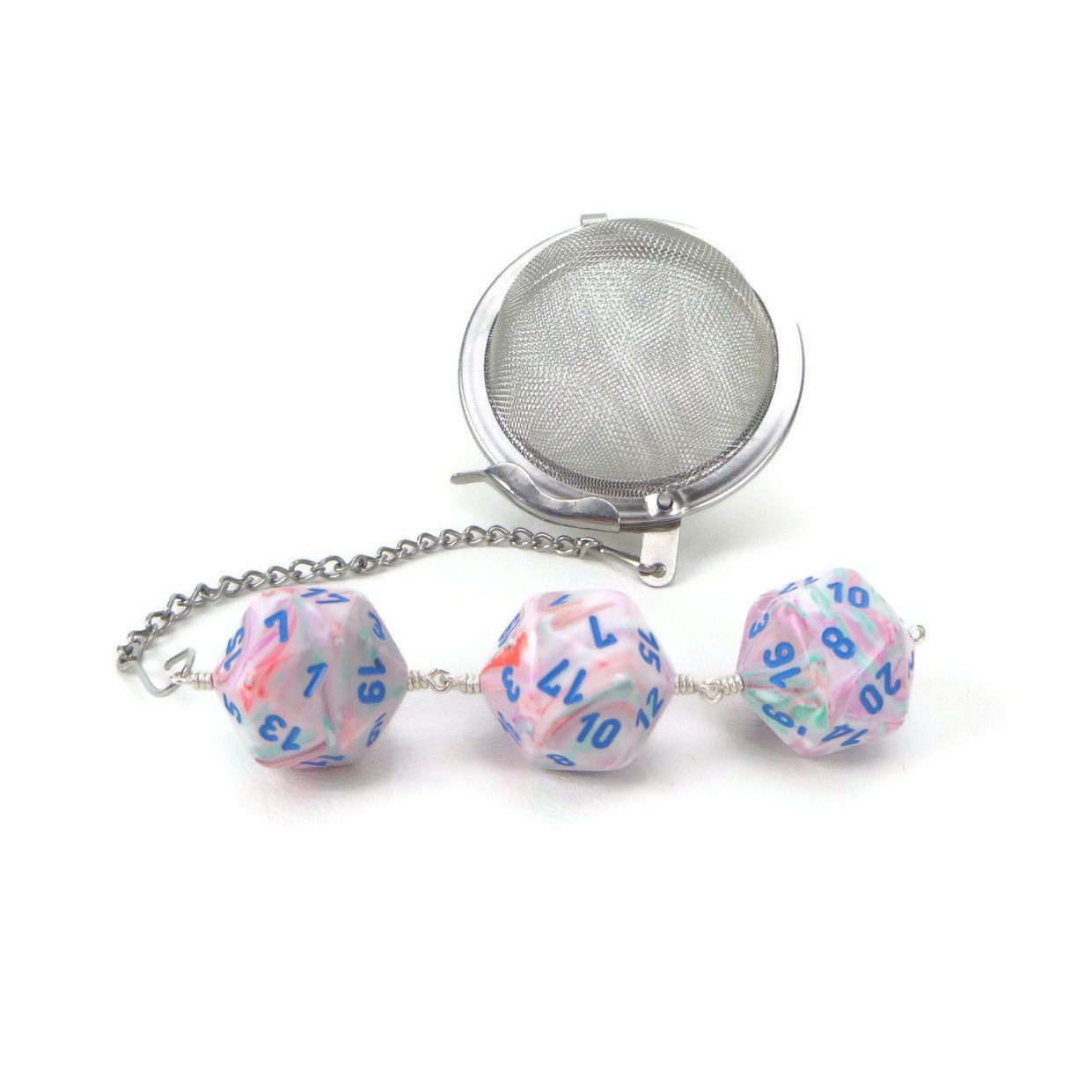 Tea Infuser with Swirled Pastel Dice Trio