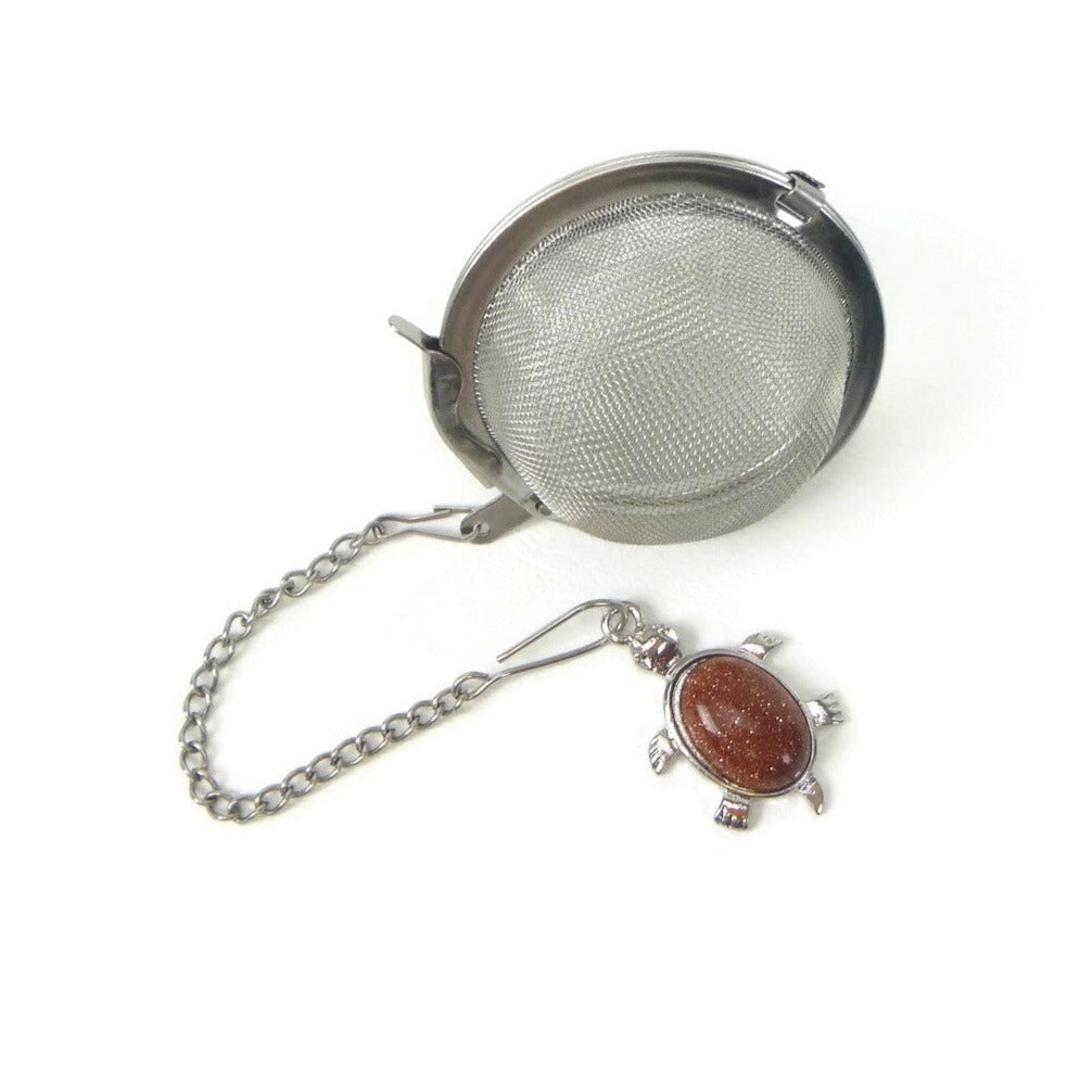 Tea Infuser with Goldstone Turtle Charm